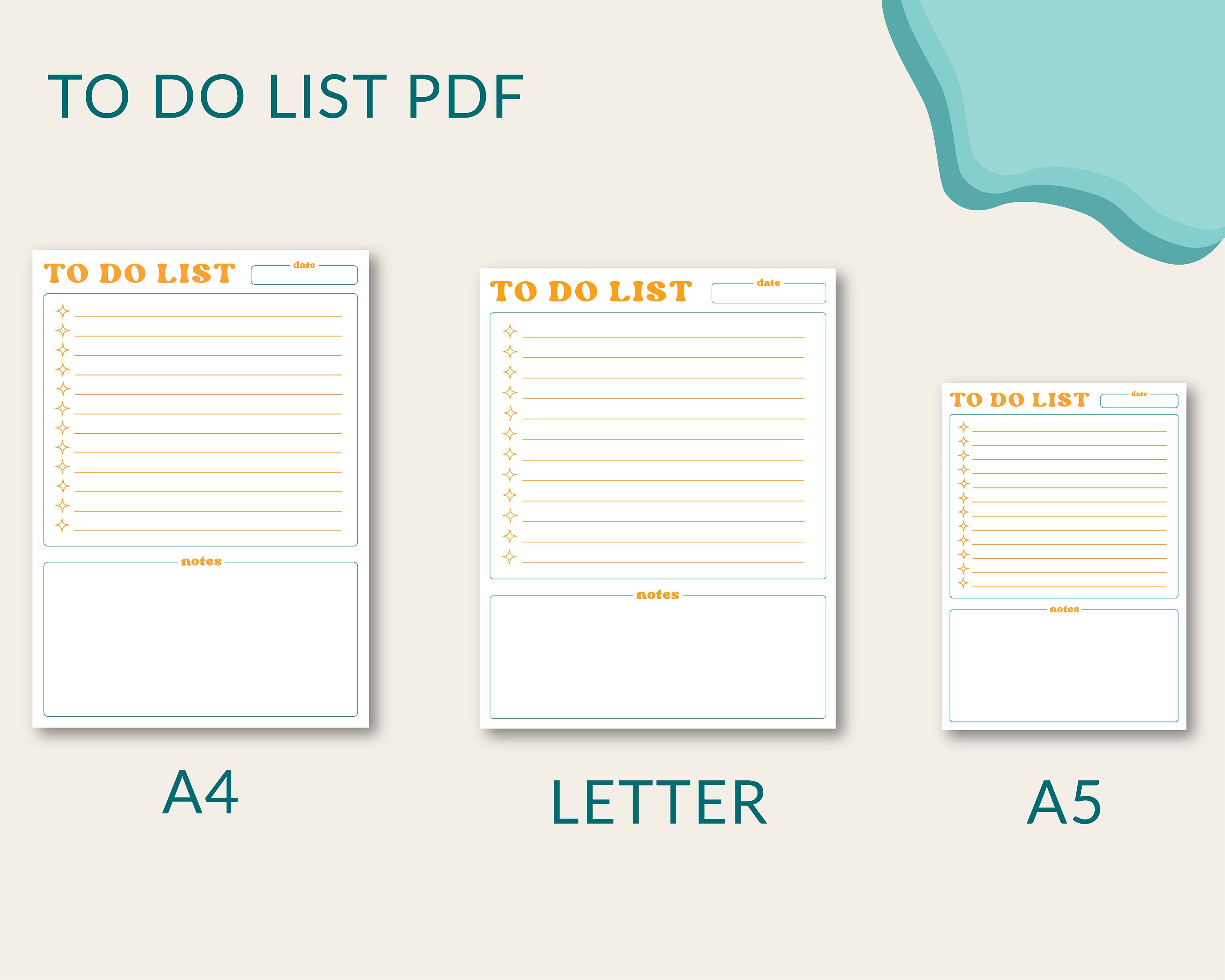 To Do List Printable Retro | Task List | Instant Download | A5, A4 & US ...