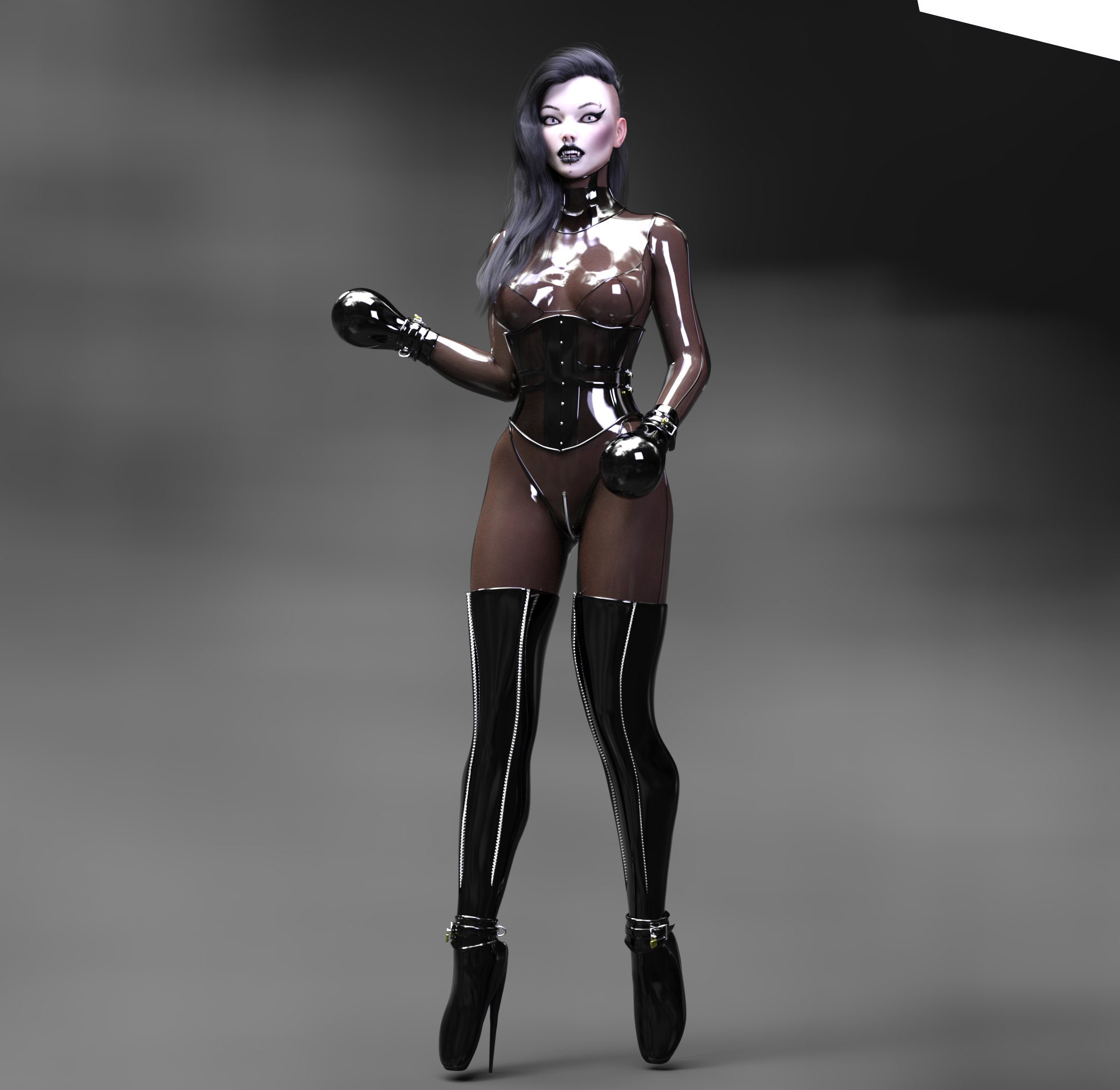 Genesis 8 Female Catsuit V5 With Corset Neckcorset Bondagemittens And Balletboots Etsy