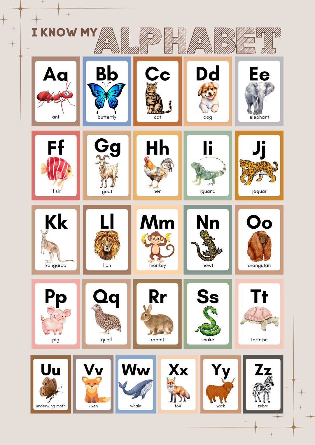 Alphabet Poster Animal Theme A2 Digital Download - Etsy