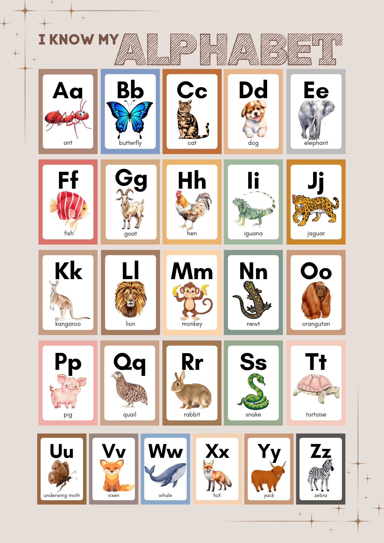 Alphabet Poster Animal Theme A2 Digital Download - Etsy