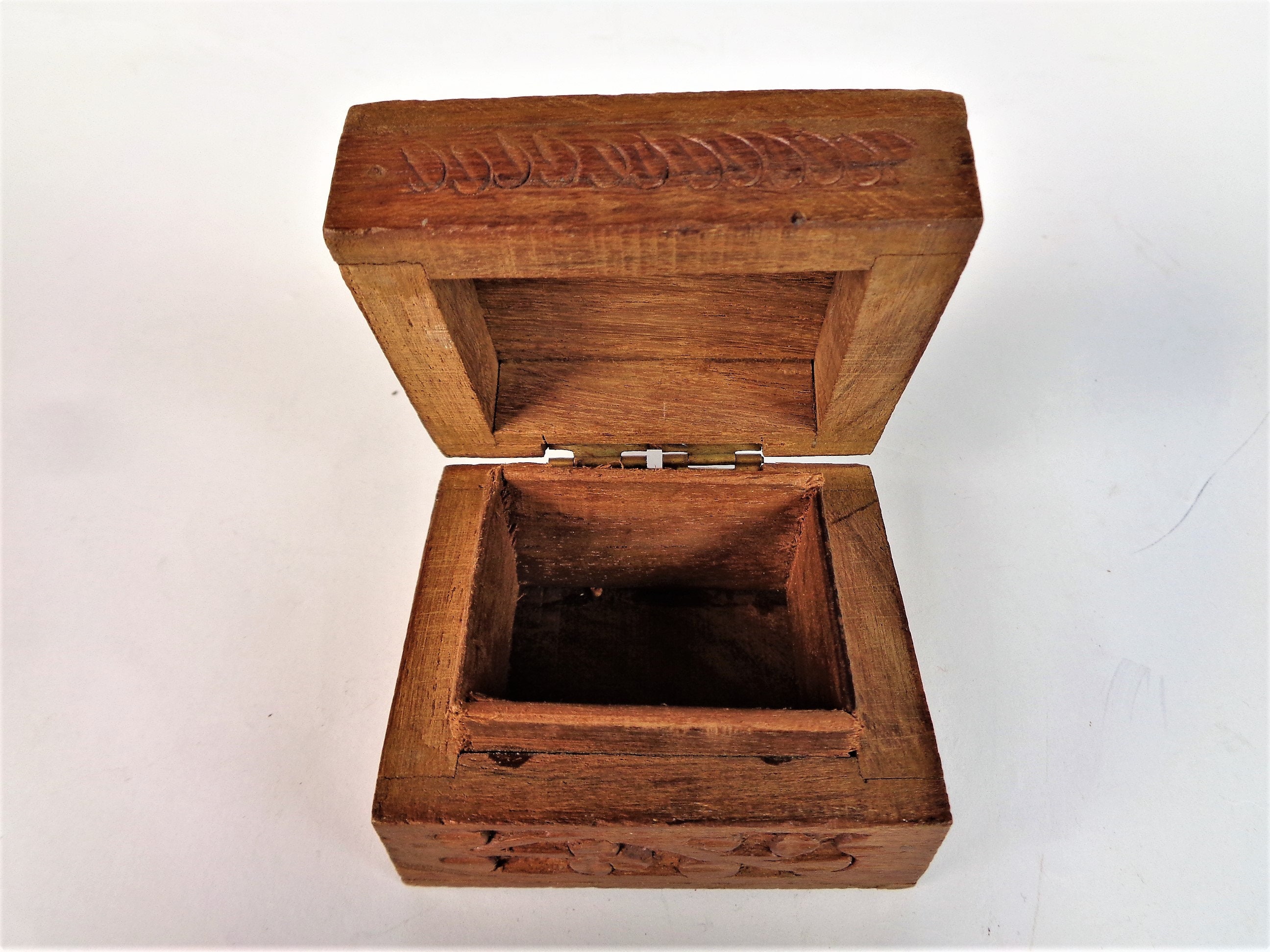 Indian Hand Carved Wooden Box, Snuff Box, Wood Jewelry Trinket Box - Etsy