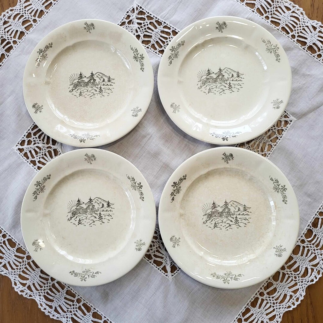 Antique Swedish China Dinner Plate Set of 4 Rorstrad Sweden Are Pattern ...