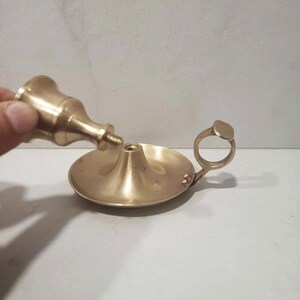 Vintage Brass Candle Holder With Handle, Chamber Candlestick for Dining ...