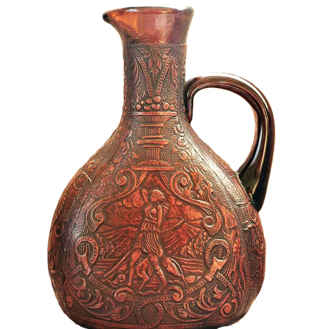 Vintage Spanish Wrapped Leather Pitcher Jug JEYPE Spain Embossed ...