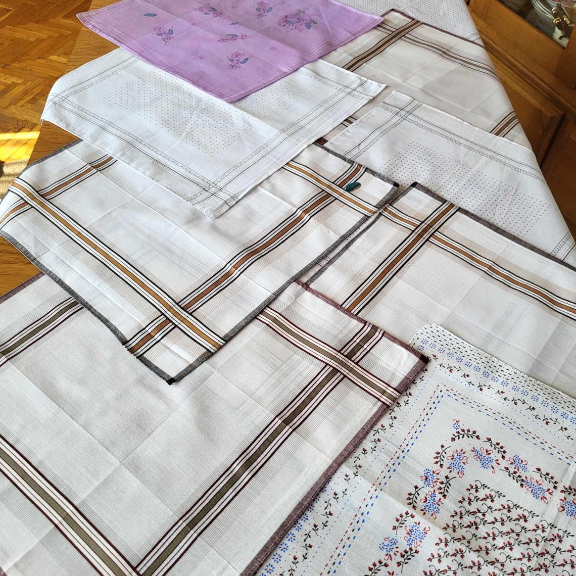Vintage Men Handkerchiefs Lot of 9 Cotton Assorted Colors With Stripe ...