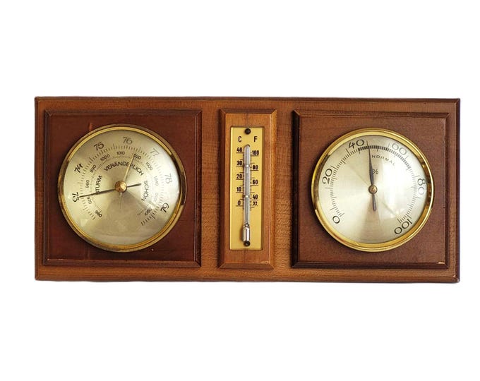 Vintage Weather Station, Thermometer, Barometer, Hygrometer, German ...