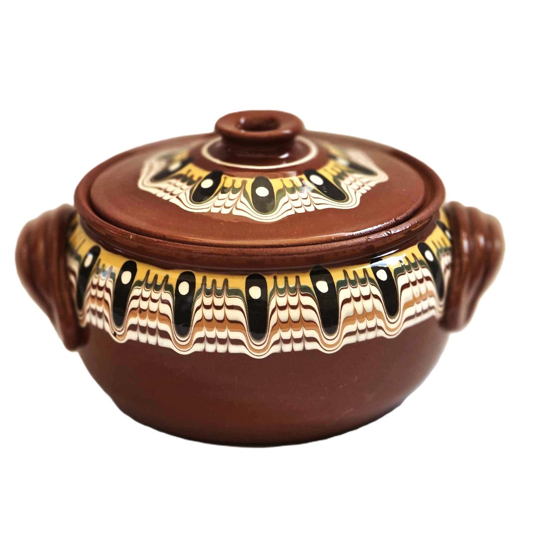 Traditional Hand Thrown Bulgarian Troyan Clay Baking Dish With Lid ...