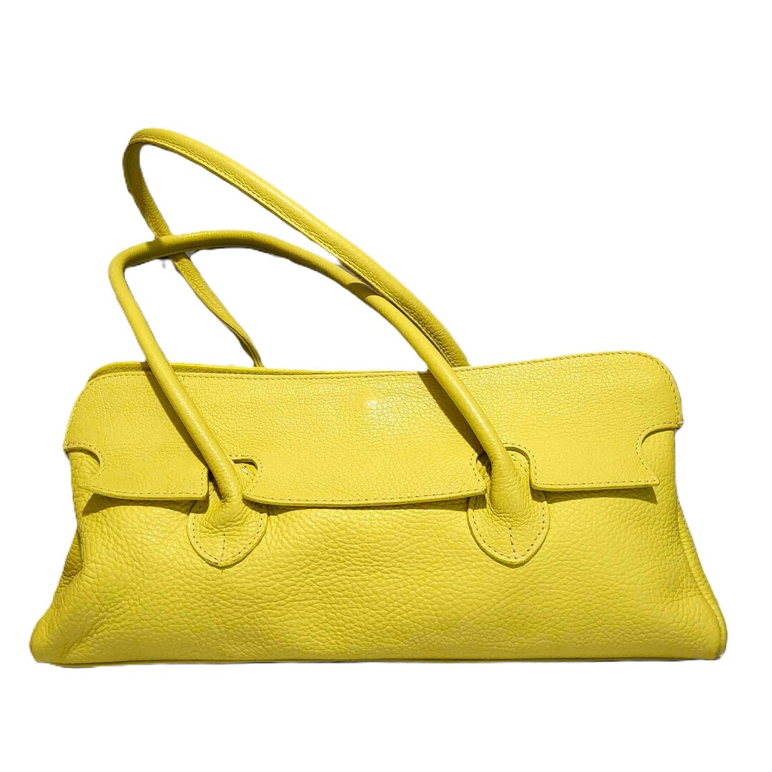Donna Carolina Italy Handbag, Chartreuse Leather Shoulder Bag Bright ...