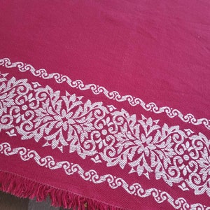 Austrian Woven Tablecloth Large Bavarian Folk Table Linens Red White ...