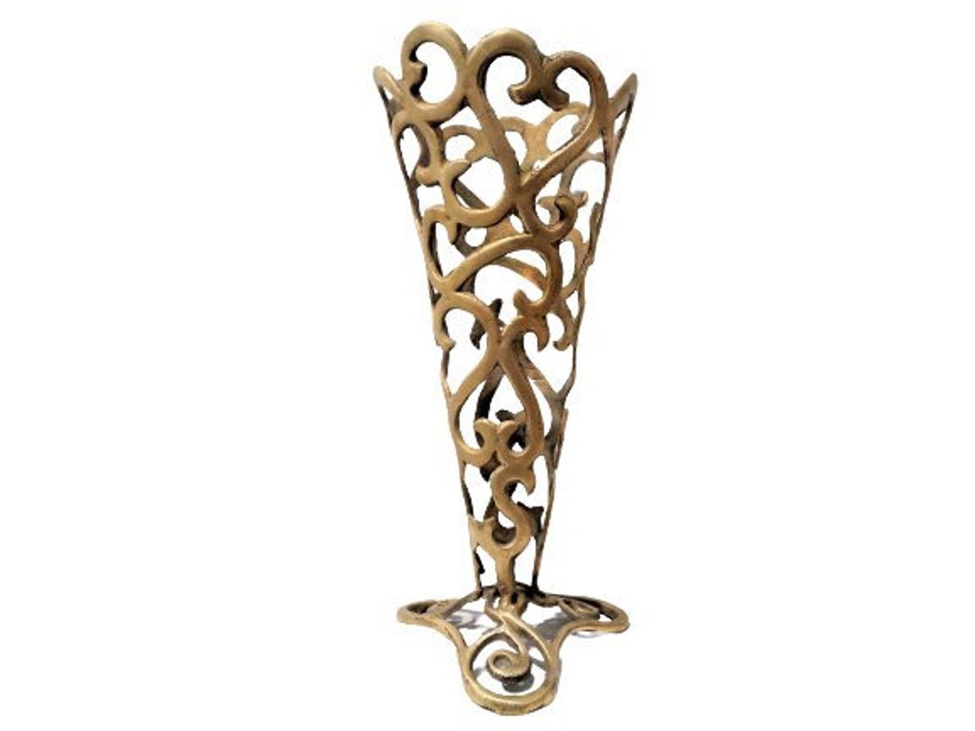 Vintage Filigree Brass Vase Cover, Candleholder Cover, Jali Cut Work ...