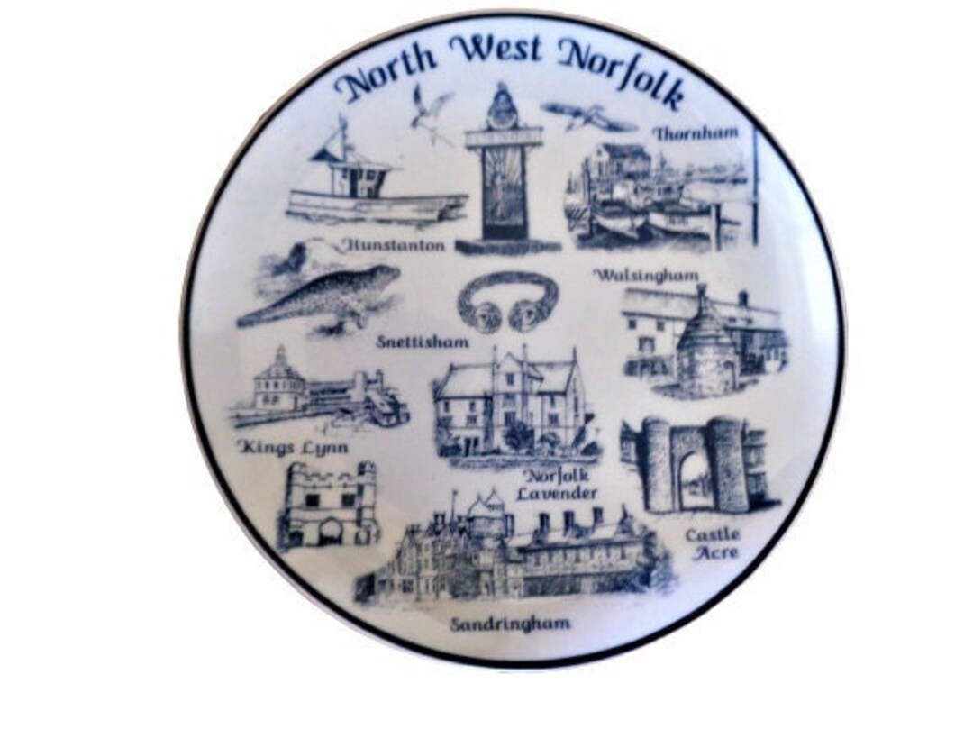 Norfolk England Souvenir Plate, Blue White Decorative Plate, Norfolk ...