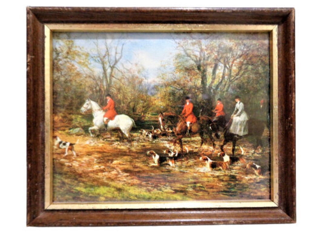 Wall Hanging Print With Hunting Scene, Wall Art Print Painting, Framed ...