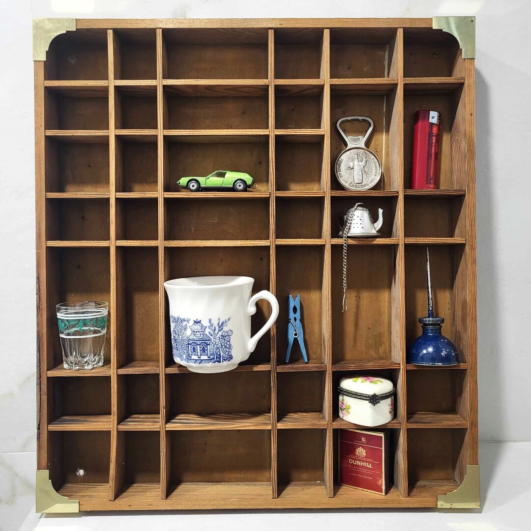 Wooden Wall Curio Display Cabinet, Large Shelf Rack, Knick Knack ...