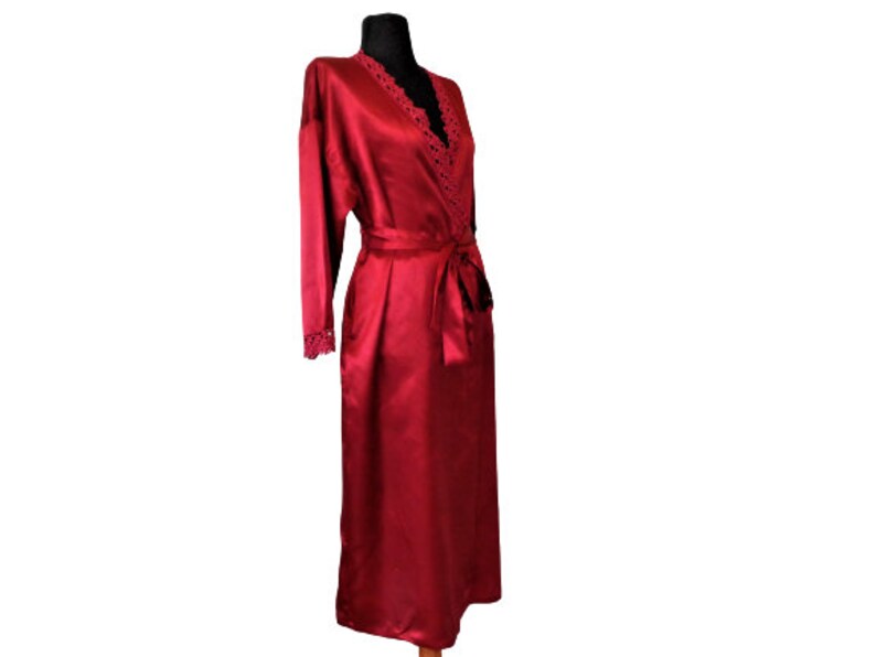 Vintage Dressing Gown Red Satin Women's Robe Wrap House - Etsy