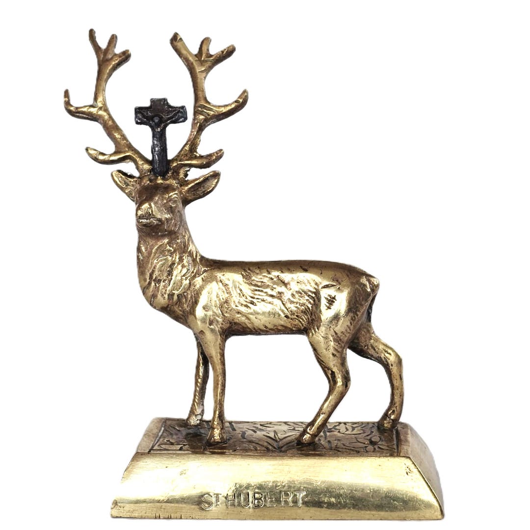 Vintage Brass St Hubert Deer Figurine: Catholic Patron Saint of Hunters ...