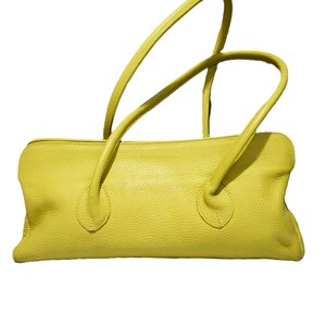 Donna Carolina Italy Handbag, Chartreuse Leather Shoulder Bag Bright ...