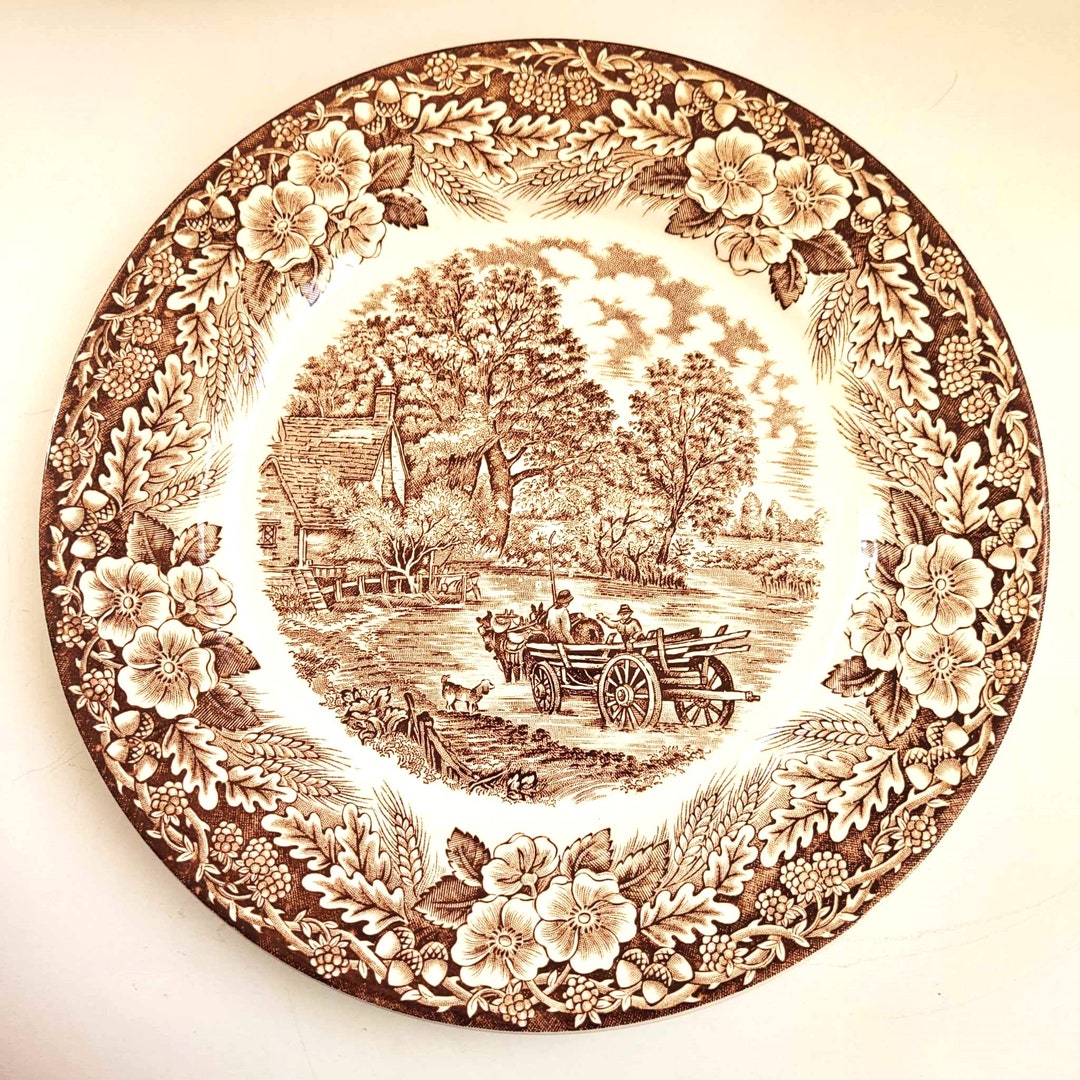 Vintage English Dinner Plate, Brown Transferware, the Constable Series ...