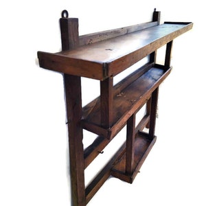 Wood Wall Mounted 3 Tier Shelf Rack Antique 1930s Primitive Kitchen ...