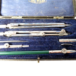 Antique Drafting Instrument Set, English Drawing Tools, Drafting Box ...
