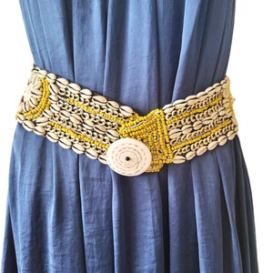 African Cowrie Shell Belt, Vintage Hand Crafted Beaded Waistband With ...