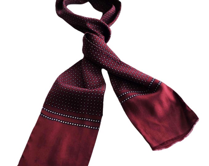 Vintage Men Scarf Red Burgundy Silk Slim Double Sided Opera Tuxedo ...