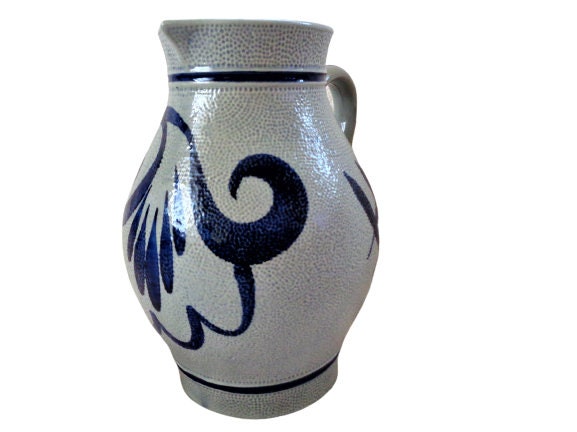 Staffel Stoneware West Germany Ceramic Pitcher Blue Cobalt | Etsy Australia