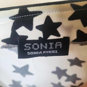 Vintage 90s Sonia Rykiel Star Print Wrap Tie Waist Dress Black White ...