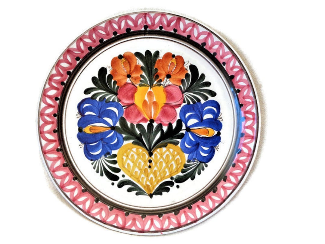Austrian Ceramic Plate, Floral Wall Plate, Austria Folk Art, Austrian ...