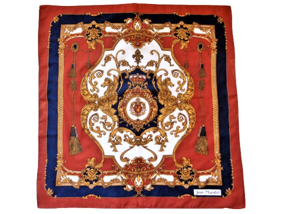 Vintage Royal Scarf, Large Square Women's Scarf, Red … - Gem