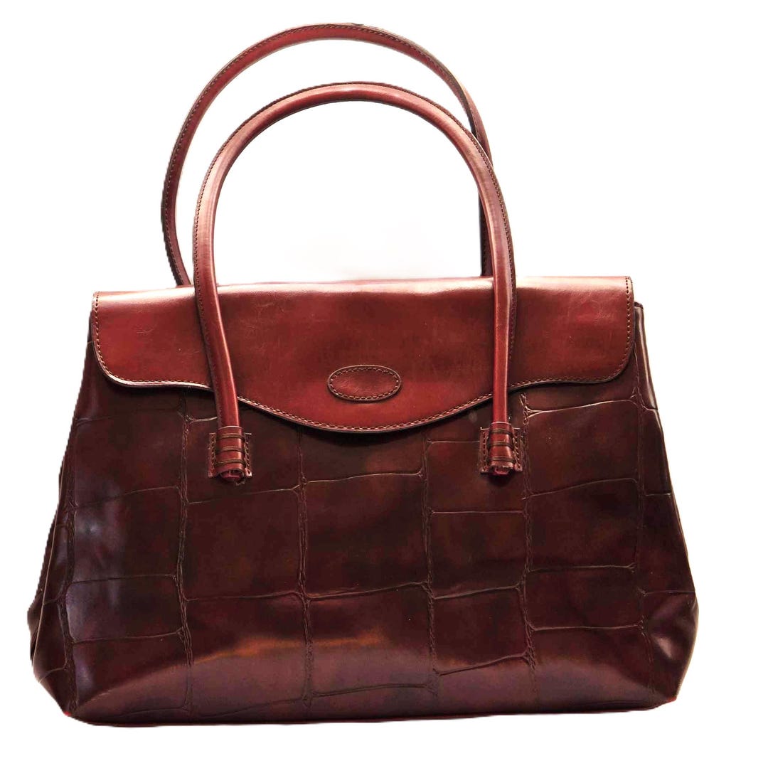 Wilson Large Burgundy Embossed Leather Handbag Bordeaux Red Shoulder ...
