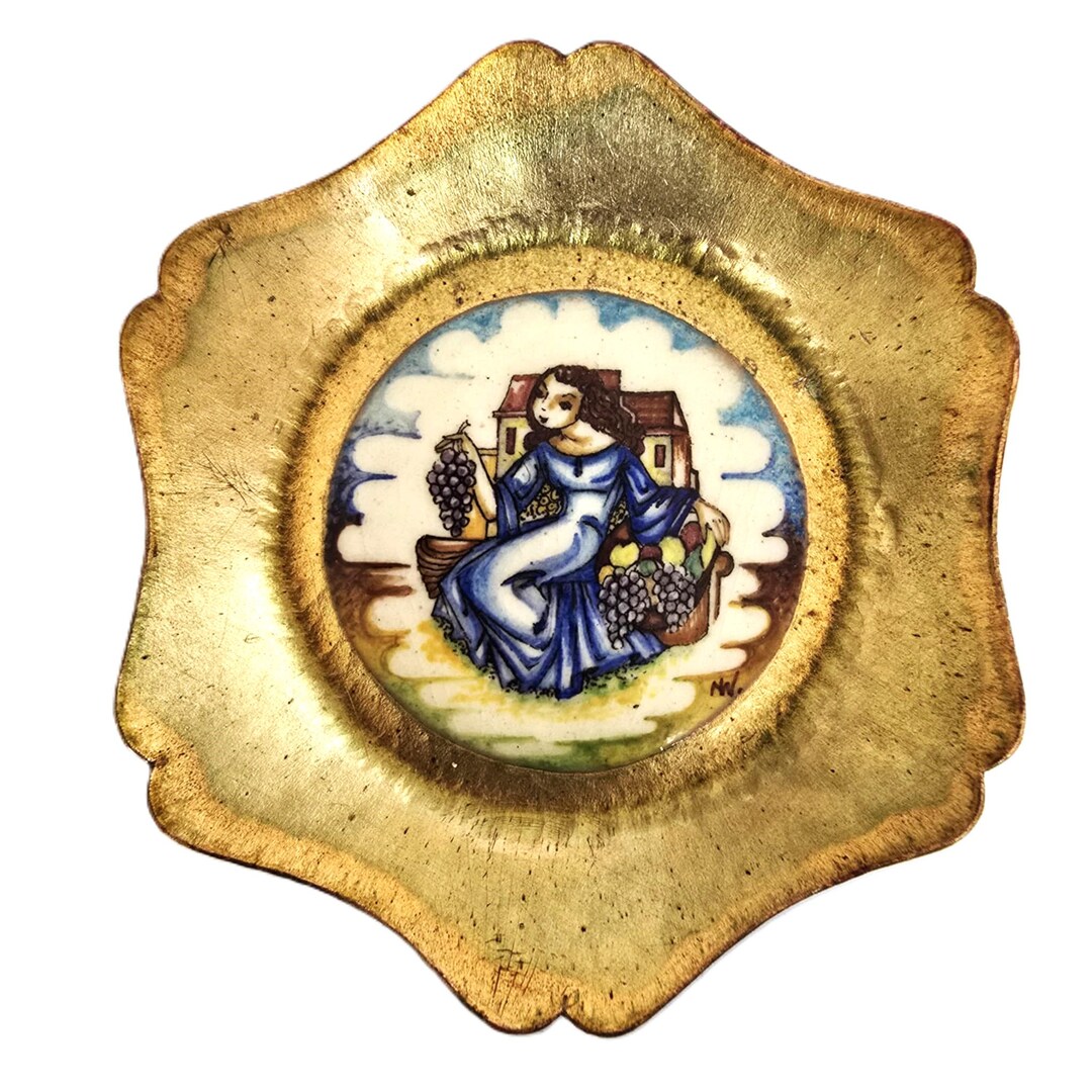 Vintage Dutch Enamel on Copper Dish Woltermans Maastricht Hand Painted ...