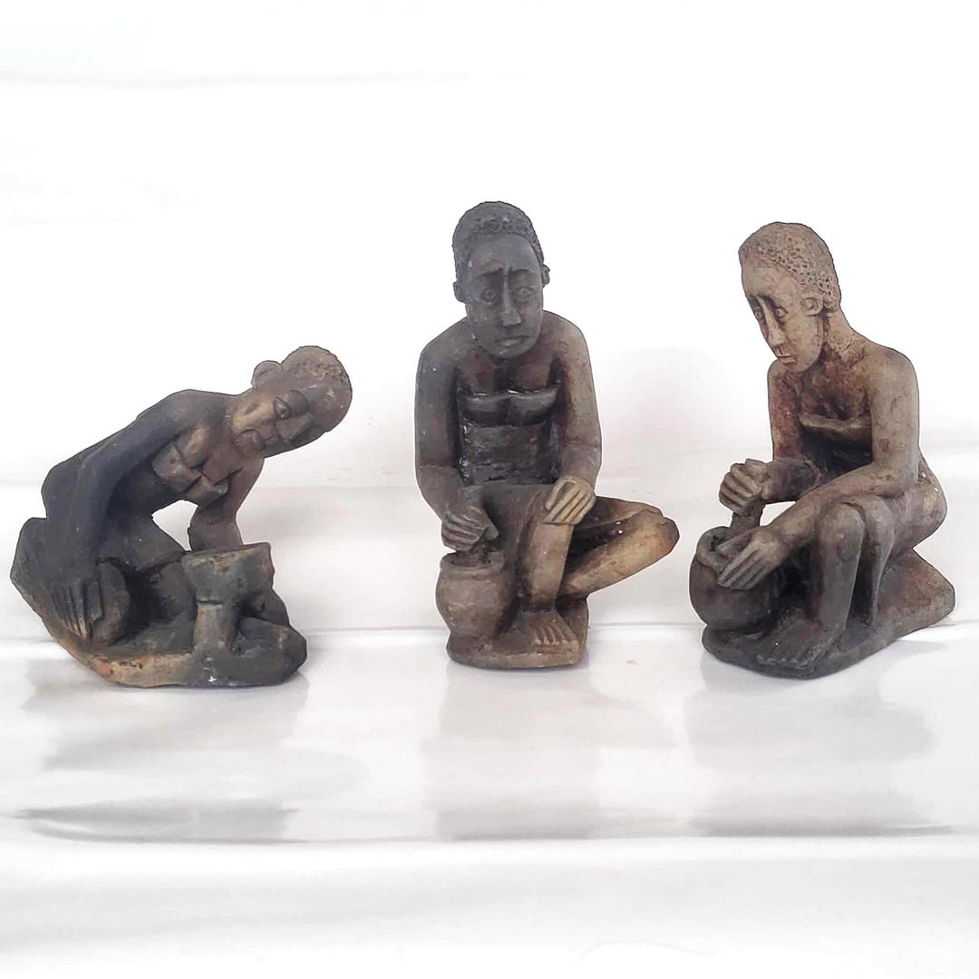 African Tribal Art Work, Handcrafted African Women Clay Statuettes ...