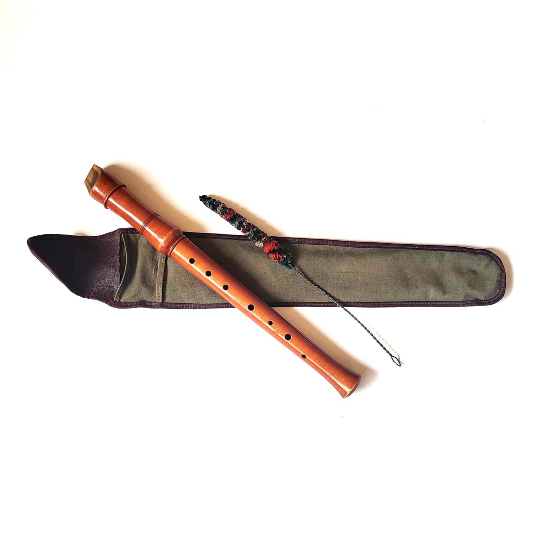 Vintage Wooden Recorder in Original Case and Brush, Old Wood Flute ...