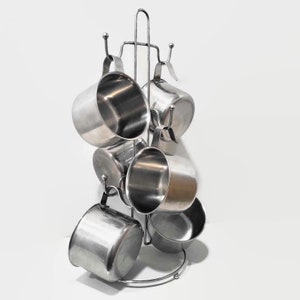 Vintage 1970s Mug Tree Stand With 6 Hangers and Six Stainless Chrome ...