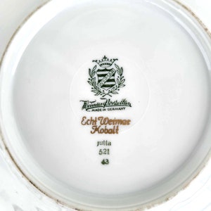 WEIMAR PORCELAIN Cobalt Blue Gold Leaves Collectible German China Plate ...