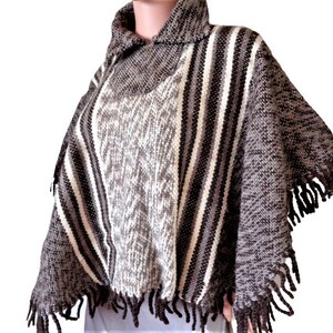 South American Wool Poncho, Handmade in Brazil, Coat, Handwoven Poncho ...
