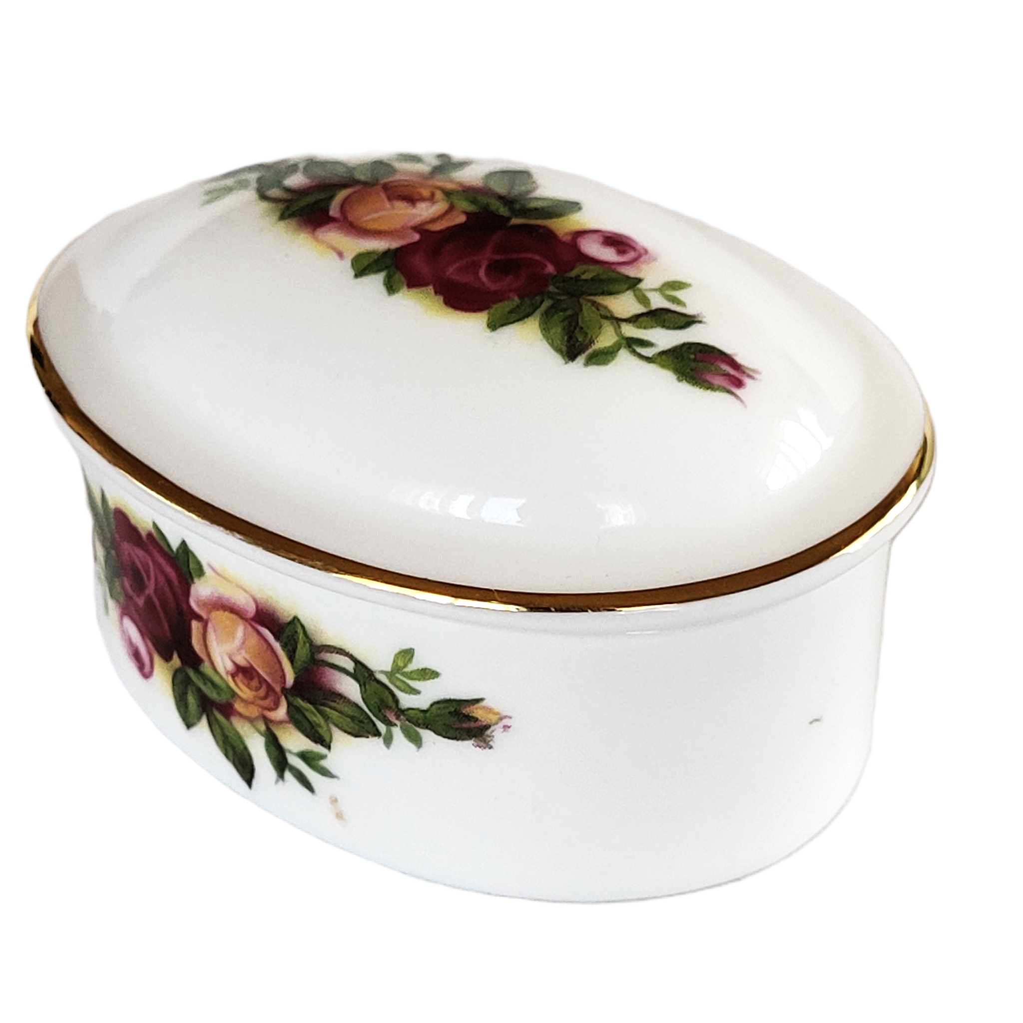 Vintage Royal Albert Roses Pattern Lidded China Jewelry Box Oval ...