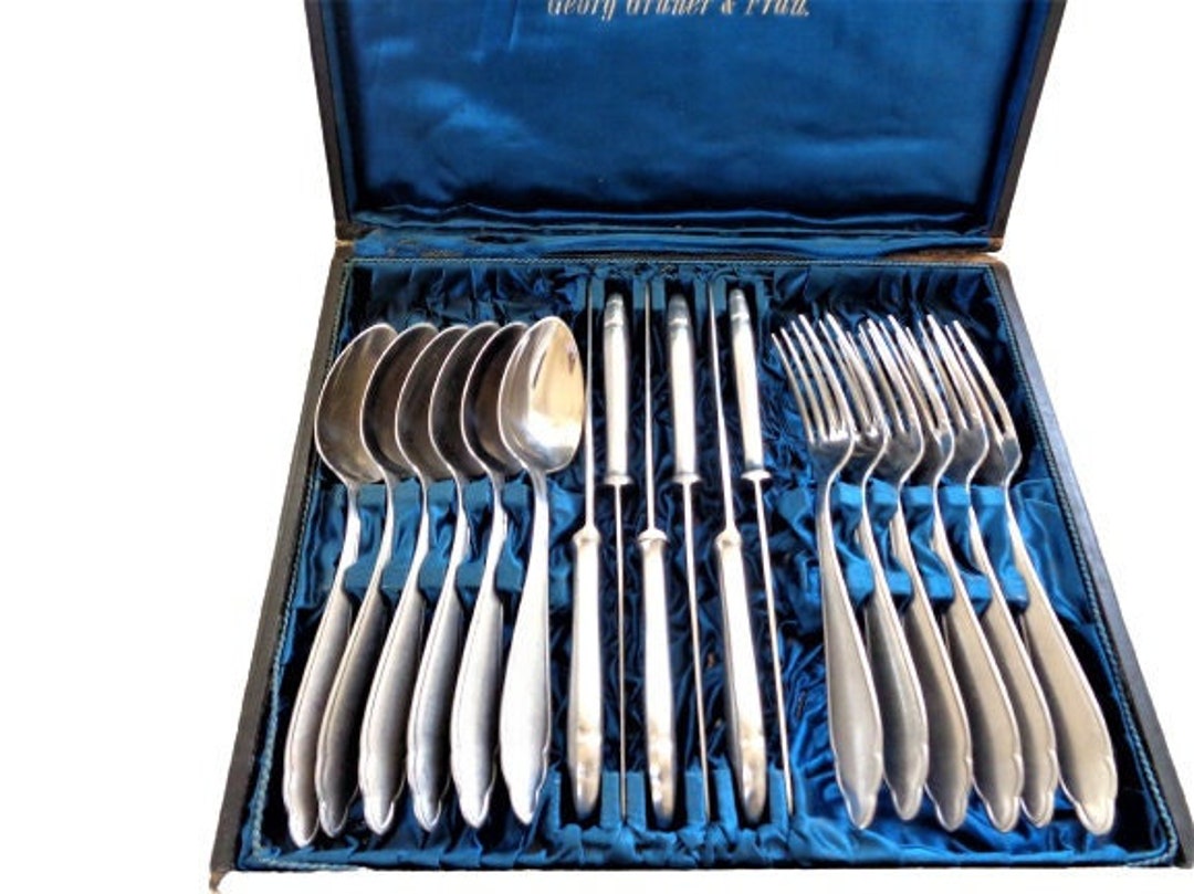 Antique Flatware Set, ROSTFREI Germany, Cutlery Set Boxed, Knives Forks ...