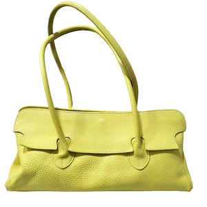 Donna Carolina Italy Handbag, Chartreuse Leather Shoulder Bag Bright ...