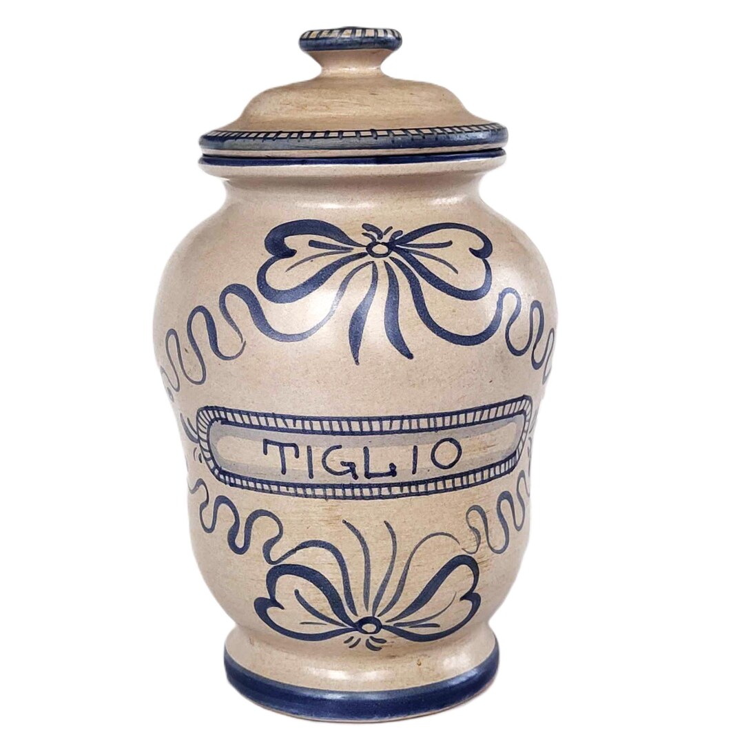 Vintage Tea Jar, Italian Pottery, Ceramic Tea Canister, Kitchen Storage ...