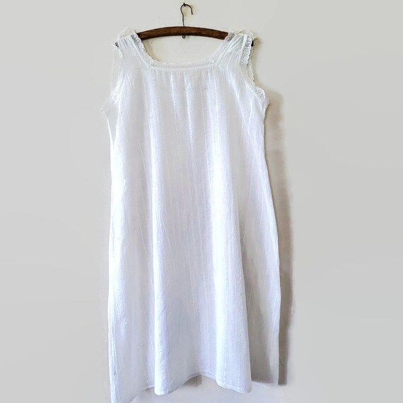 Antique 1930s White Linen Chemise Nightgown Women Sle… - Gem
