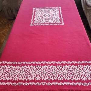 Austrian Woven Tablecloth Large Bavarian Folk Table Linens Red White ...