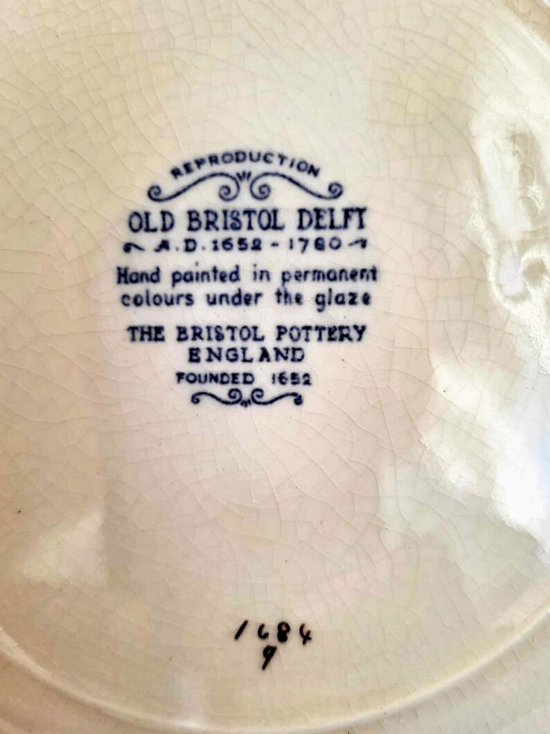 Old Bristol Delft, Vintage Dinner Plate, Floral Pattern, English ...