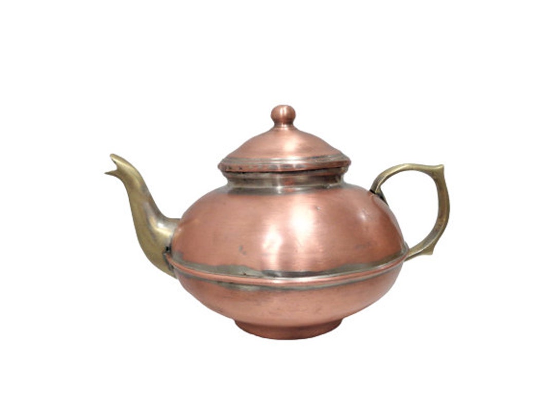Vintage Copper Brass Teapot, Small Copper Plated Tea Pot, Antique ...