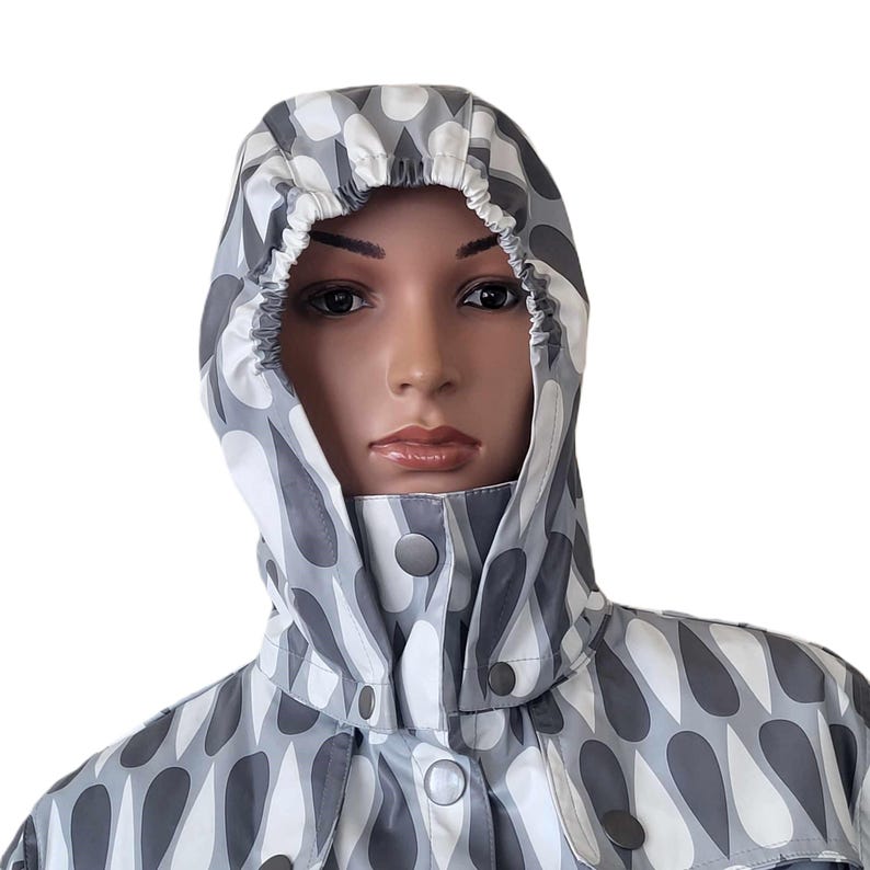Vintage Raincoat Women Waterproof Long Hooded Rain Jacket Slicker ...