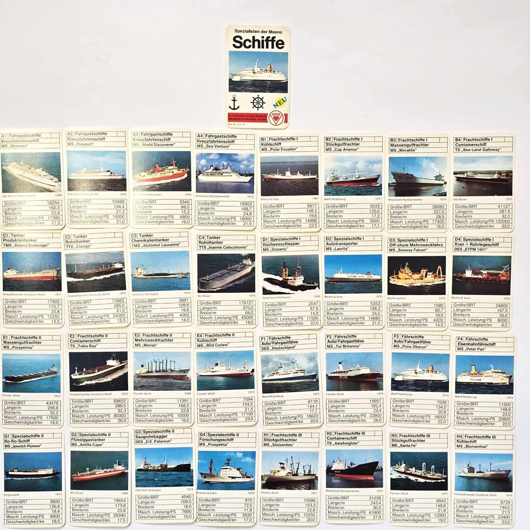 Vintage 1970s Ships Trading Playing Card Set Complete Nautical Deck by ...