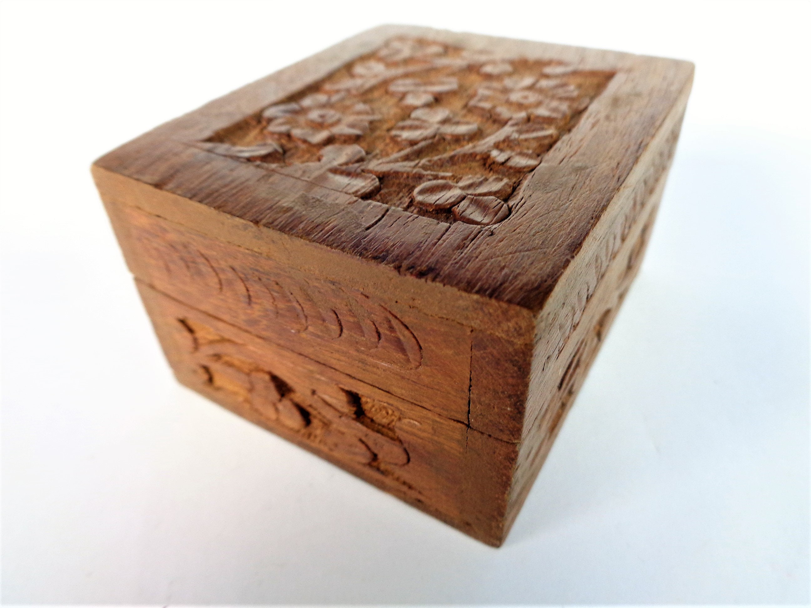 Indian Hand Carved Wooden Box, Snuff Box, Wood Jewelry Trinket Box - Etsy