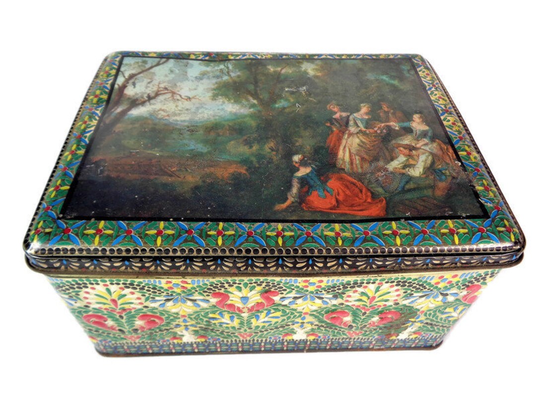 French Tin Box, Candy Tin, Antique Tin Box, Belle Epoque, Biscuit Tin ...