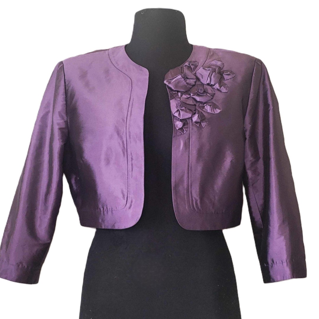 Lilac Taffeta Crop Jacket by Adrianna Papell Vintage Lavender Cropped ...