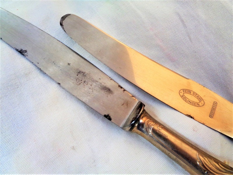 Vintage Cutlery Set, SOLINGEN Silver Plate Knives, German Dinner Knives ...
